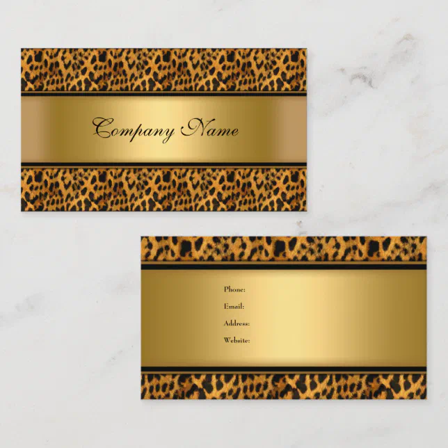Elegant Gold Leopard Animal Print Business Card | Zazzle