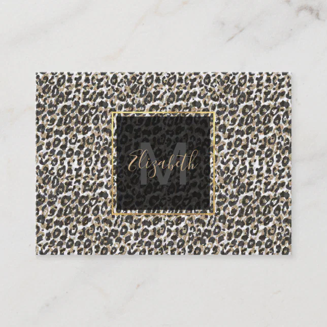 Elegant gold leopard animal print pattern business card | Zazzle
