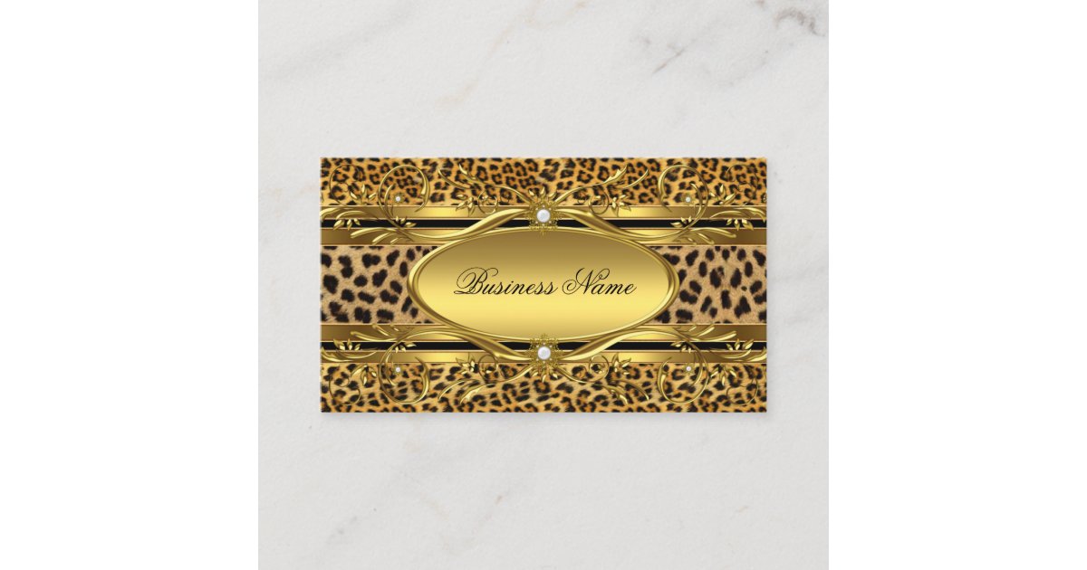 Elegant Gold Leopard print Business Card | Zazzle