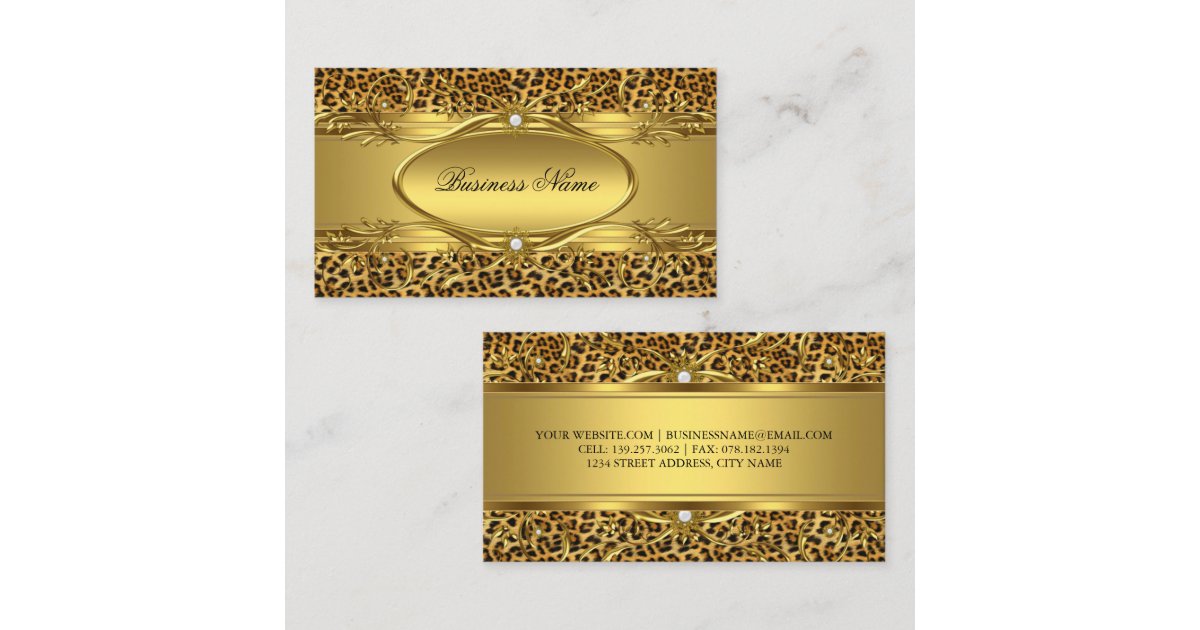 Elegant Gold Leopard print Business Card | Zazzle