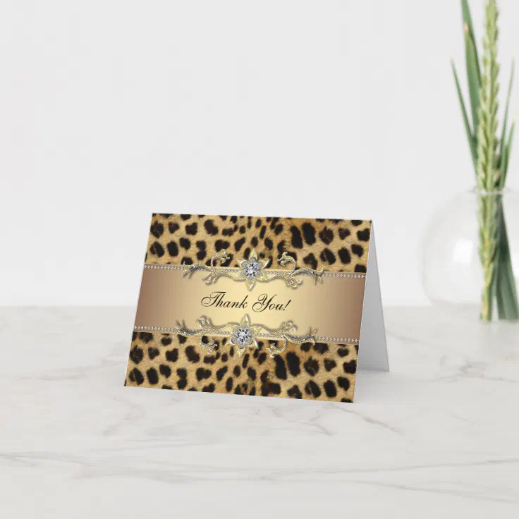 Elegant Gold Leopard Thank You Cards | Zazzle