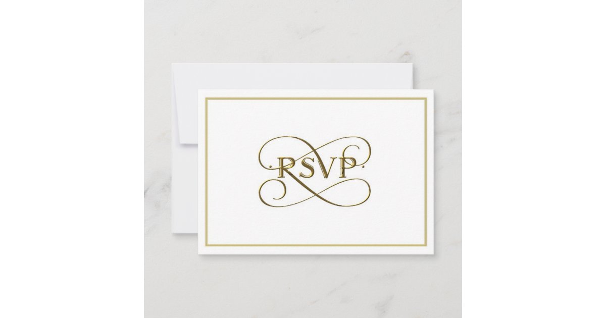 Elegant Gold Lettering RSVP Cards | Zazzle
