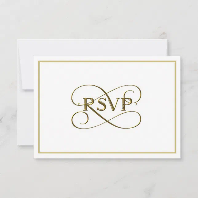 Elegant Gold Lettering RSVP Cards | Zazzle