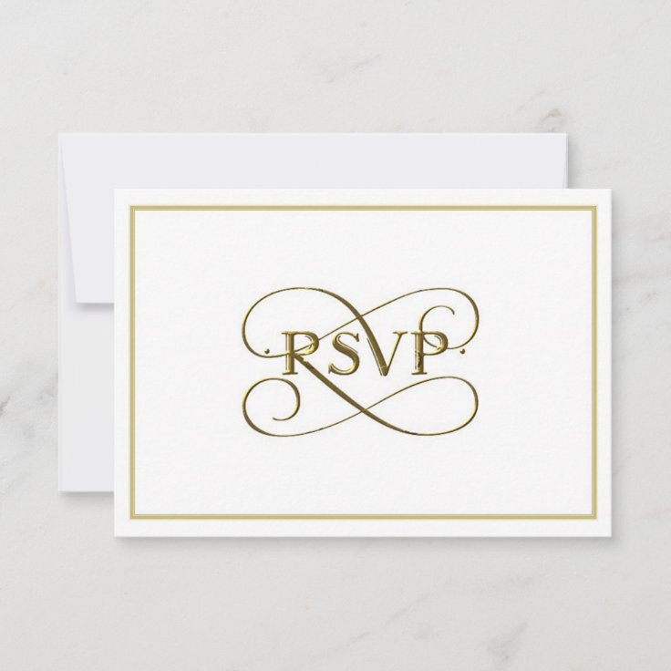 Elegant Gold Lettering RSVP Cards | Zazzle