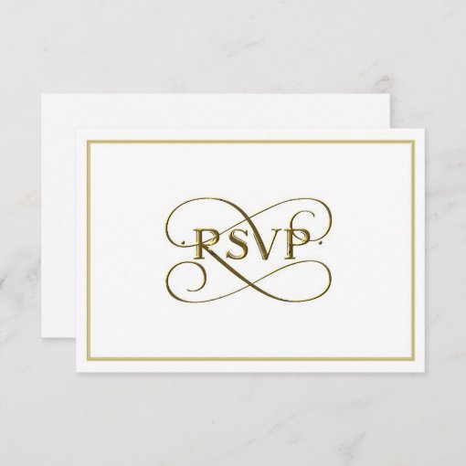 Elegant Gold Lettering RSVP Cards | Zazzle