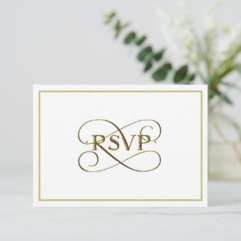 Elegant Gold Lettering RSVP Cards | Zazzle