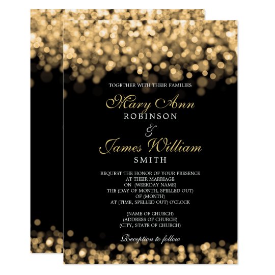 Elegant Gold Lights Wedding Invitation | Zazzle.com