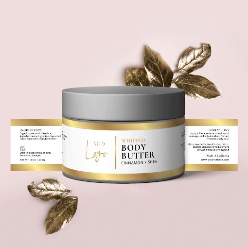 Elegant Gold Logo Lux Cosmetic Jar Wrapper Label | Zazzle