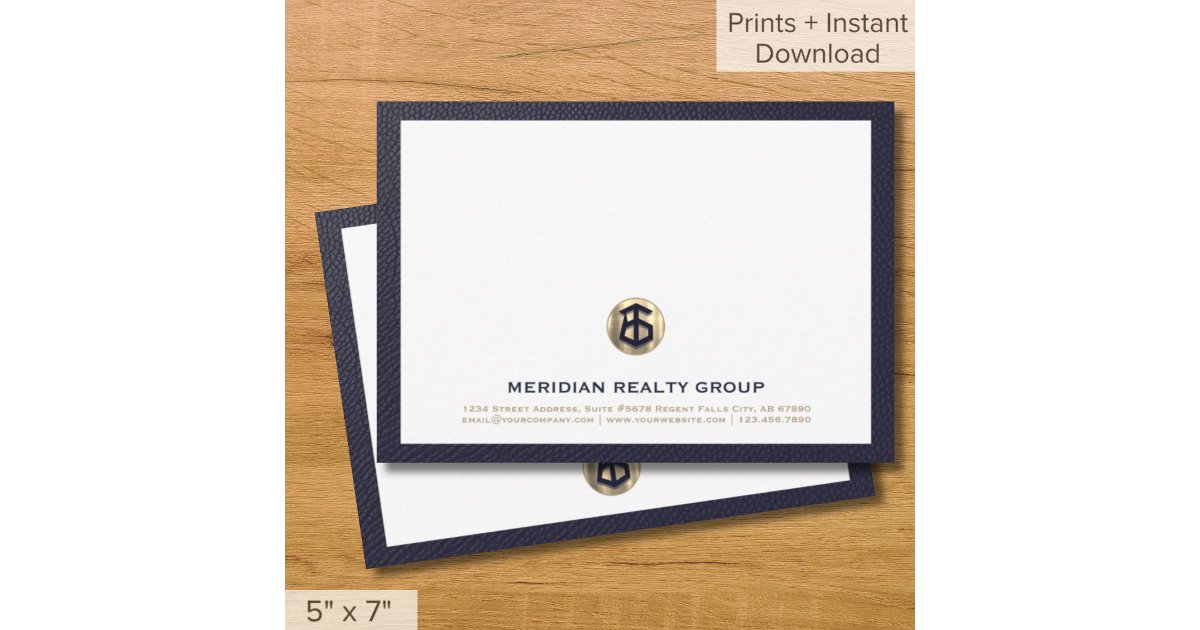 Elegant Gold Logo Real Estate Note Cards 5x7 | Zazzle
