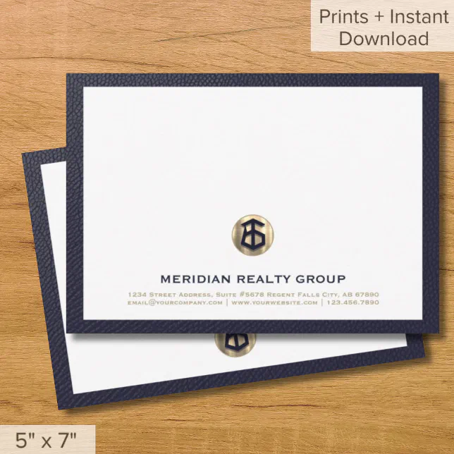 Elegant Gold Logo Real Estate Note Cards 5x7 | Zazzle