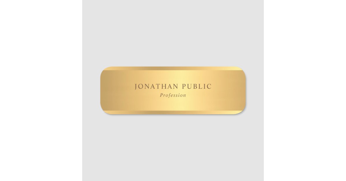 Elegant Gold Look Elegant Modern Template Popular Name Tag | Zazzle