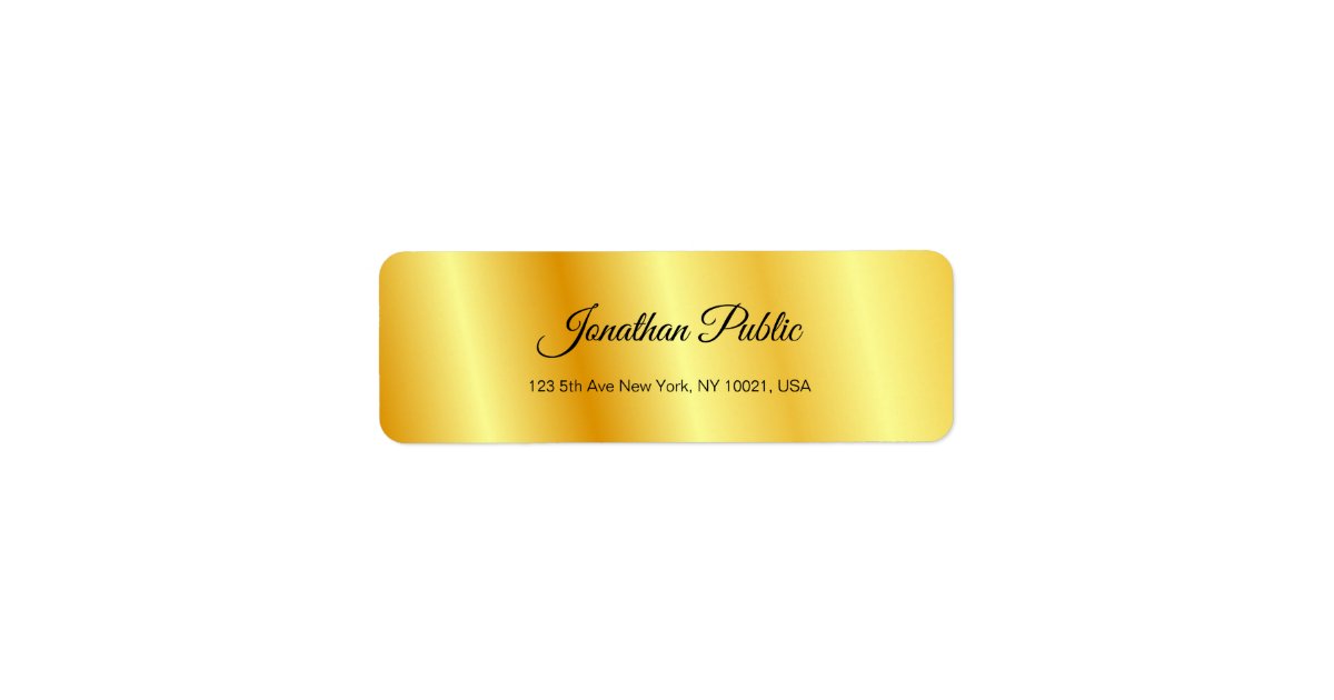 Elegant Gold Look Hand Script Modern Template Label | Zazzle