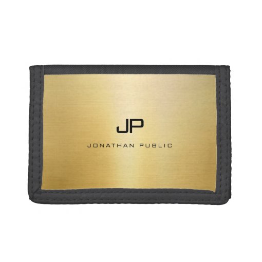 Elegant Gold Look Modern Monogrammed Template Trifold Wallet | Zazzle