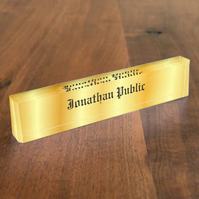 Elegant Gold Look Personalized Modern Template Desk Name Plate | Zazzle