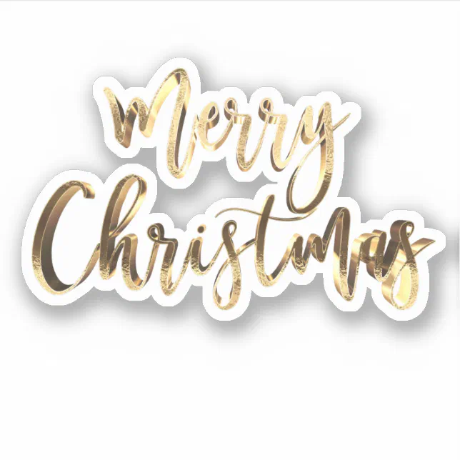 Elegant Gold Look Script Festive Merry Christmas Sticker | Zazzle