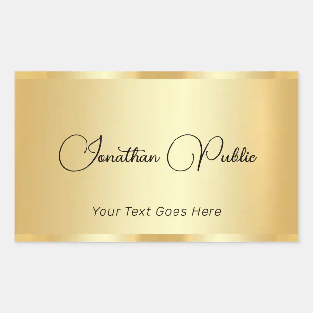Elegant Gold Look Script Template Typography Rectangular Sticker | Zazzle