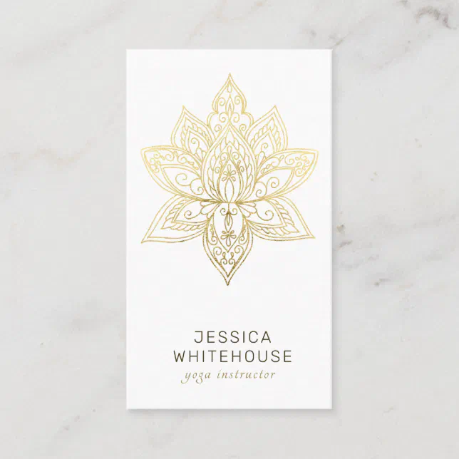 Elegant Gold Lotus Flower Business Card | Zazzle