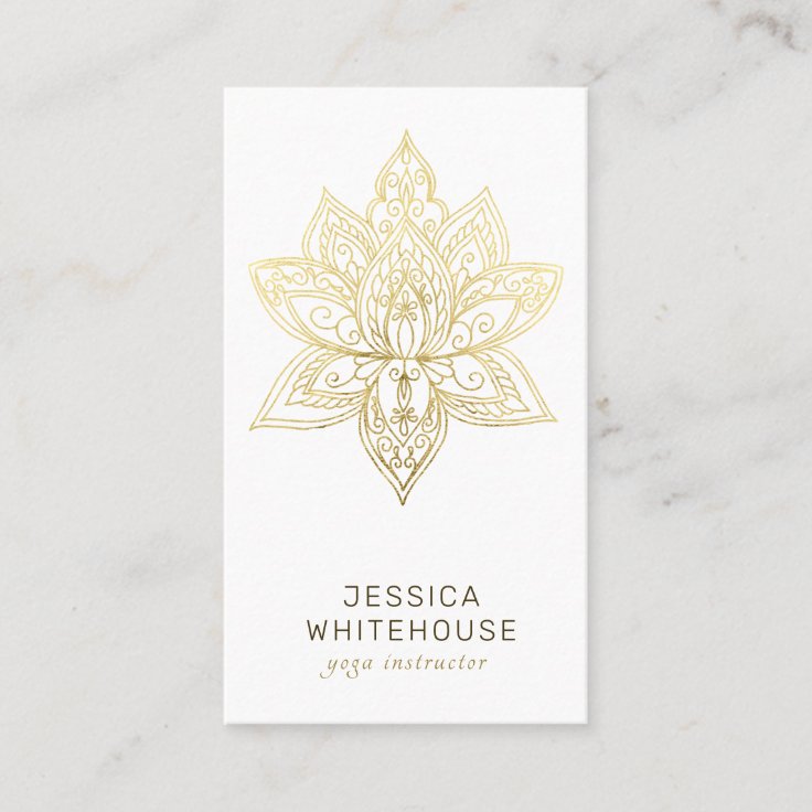 Elegant Gold Lotus Flower Business Card | Zazzle