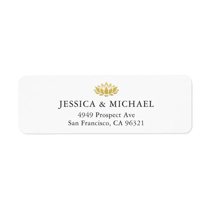 Elegant Gold Lotus Flower Custom Return Address Label | Zazzle