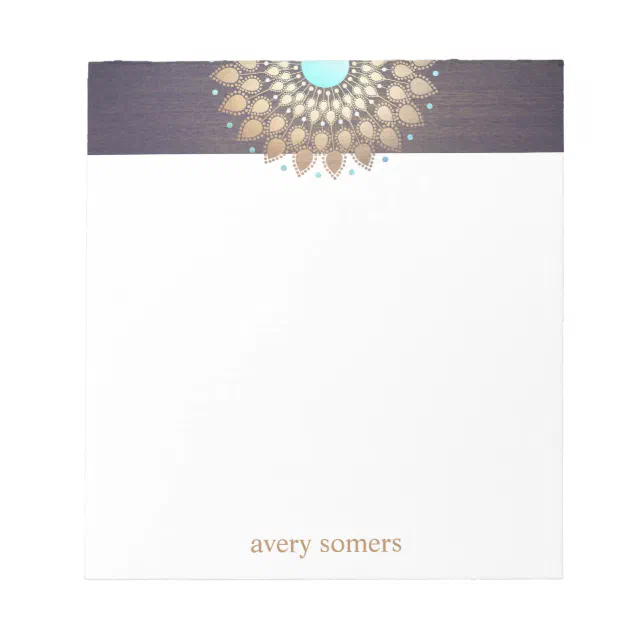 Elegant Gold Lotus Mandala Yoga Teacher Notepad | Zazzle