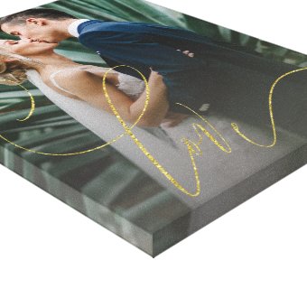 Elegant Gold Love Script Wedding Canvas Print | Zazzle