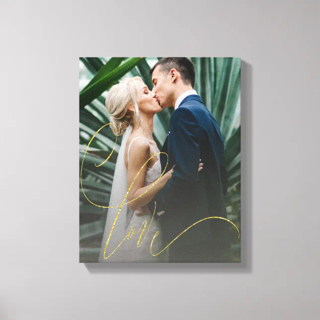 Elegant Gold Love Script Wedding Canvas Print | Zazzle