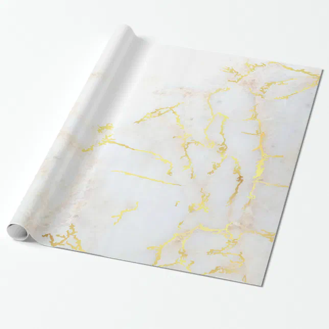 Elegant Gold Marble Modern Golden Glossy Gift Wrapping Paper | Zazzle