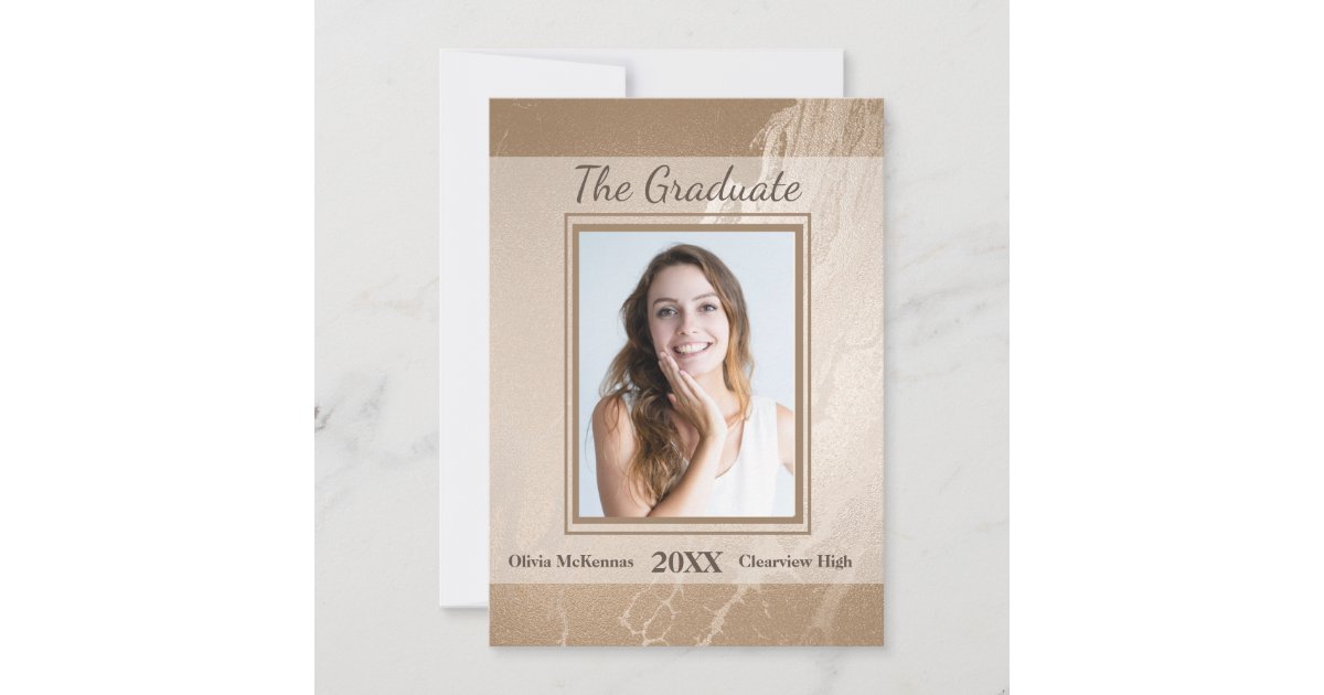 Elegant Gold Marble Modern Graduation Announcement | Zazzle