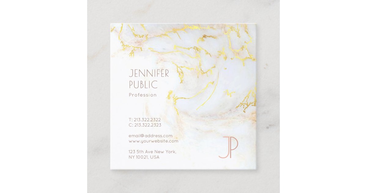 Elegant Gold Marble Modern Trendy Design Monogram Square Business Card ... Elegant Gold Marble Modern Trendy Design Monogram Square Business Card ...