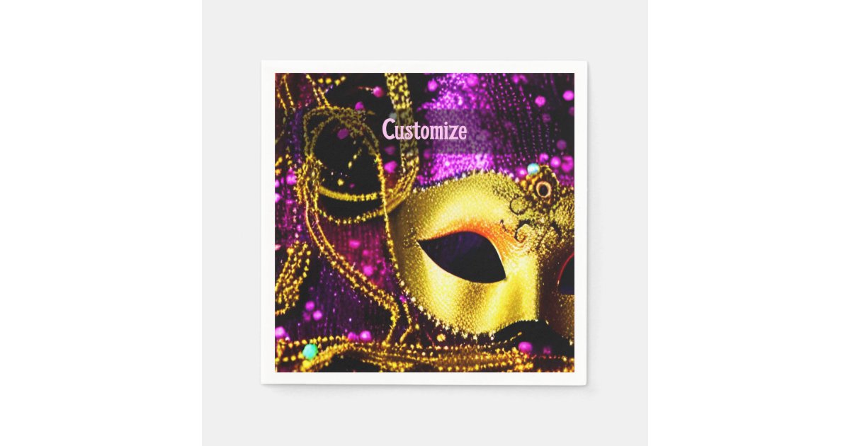 Elegant Gold Mask Napkins | Zazzle