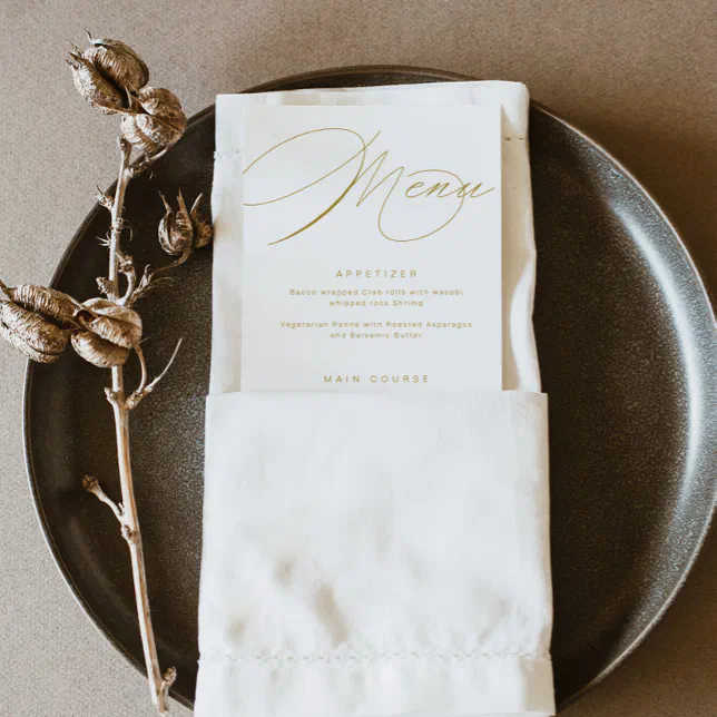 Elegant Gold Menu | Zazzle