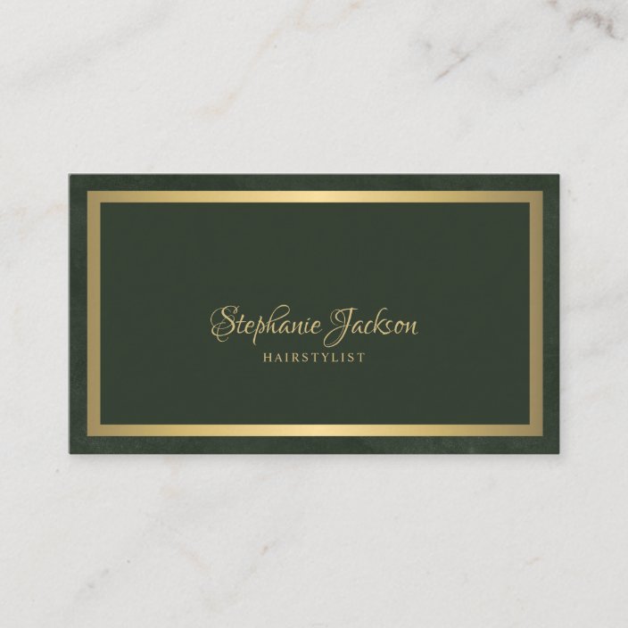 Elegant gold metallic dark emerald green chic business card | Zazzle.com