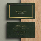 Elegant gold metallic dark emerald green chic business card | Zazzle