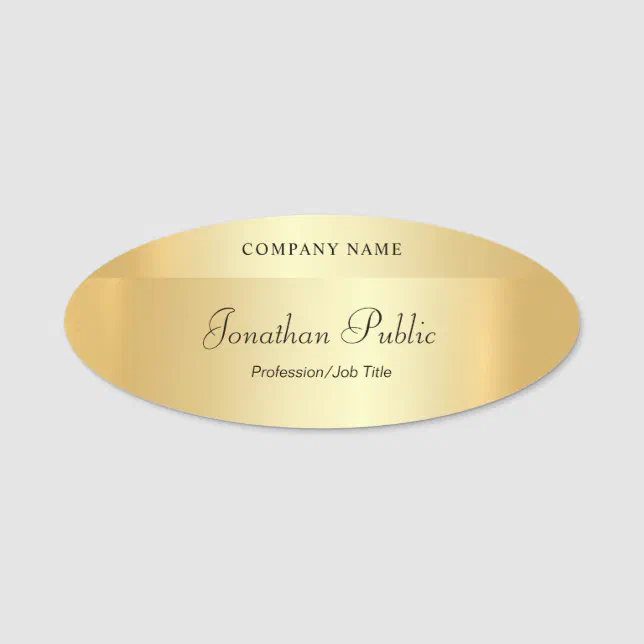 Elegant Gold Modern Handwriting Script Template Name Tag | Zazzle