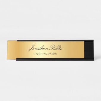Elegant Gold Modern Handwritten Text Name Template Desk Name Plate | Zazzle