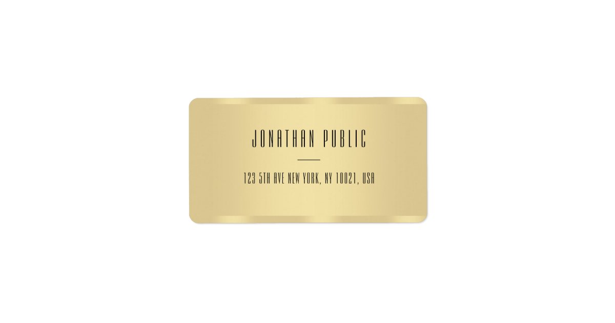 Elegant Gold Modern Minimalist Template Address Label | Zazzle