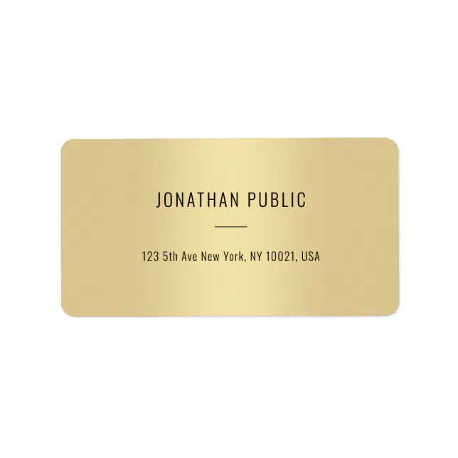 Elegant Gold Modern Minimalist Template Address Label | Zazzle