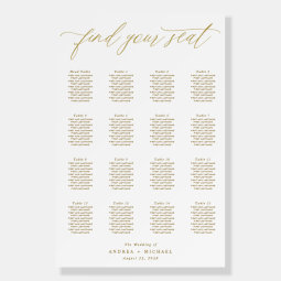 Elegant Gold Modern Wedding Seating Chart Poster | Zazzle