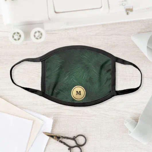 Elegant gold monogram face mask | Zazzle