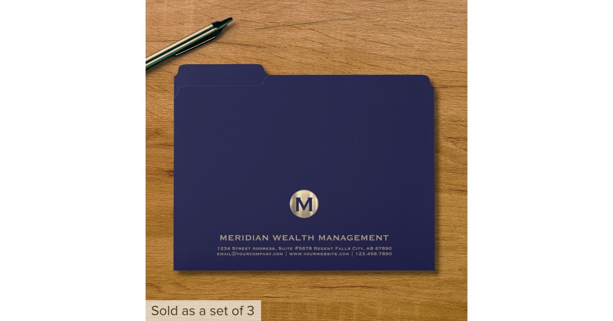 Elegant Gold Monogram Financial File Folder | Zazzle
