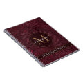 Elegant Gold Monogram Floral Brown Maroon Notebook | Zazzle
