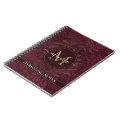 Elegant Gold Monogram Floral Brown Maroon Notebook | Zazzle