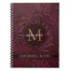 Elegant Gold Monogram Floral Brown Maroon Notebook | Zazzle