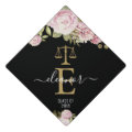Elegant Gold Monogram Floral Law School Graduation Cap Topper | Zazzle