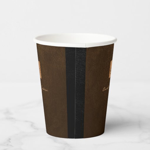 Elegant gold monogram name script paper cups | Zazzle