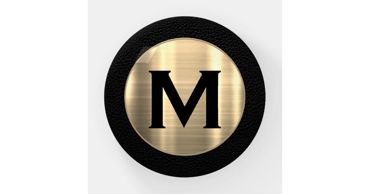 Elegant Gold Monogram Paperweight | Zazzle