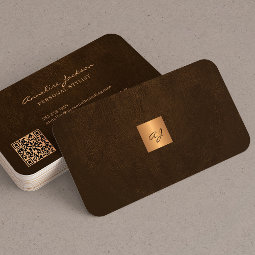 Elegant gold monogrammed modern QR code Business Card | Zazzle