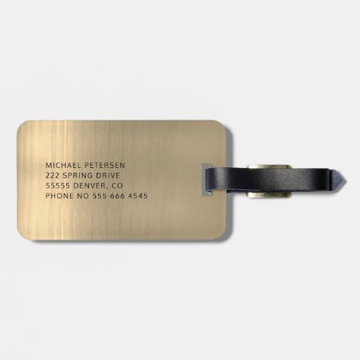 Elegant gold monogrammed name modern luggage tag | Zazzle