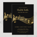 Elegant Gold Music Notes 40th Birthday Black Invitation | Zazzle