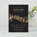 Elegant Gold Music Notes 40th Birthday Black Invitation | Zazzle